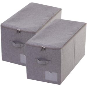 iwill create pro pack of 2, large size folding washable fabric storage boxes for bedding sheets, blankets, pillows, clothing, toys etc., dark gray