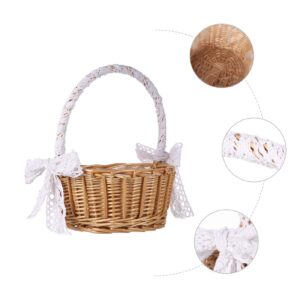 Flower Basket Woven Baskets 1pc Portable Pot for Plants Indoor Planter Pots for Indoor Food Woven Party Flower Girl Decorative Wicker Lace Petal Basket Weaving Bride