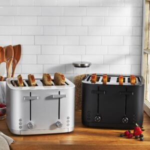 ZWILLING Enfinigy 4 Slice Toaster with Extra Wide 1.5" Slots for Bagels, 7 Toast Settings, Even Toasting, Reheat, Cancel, Defrost, Black