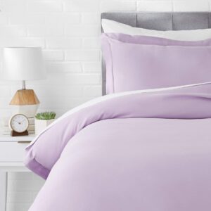 denn bedding 3 piece duvet cover set with 2 pillow shams 100% organic cotton with zipper closure & corner ties, 600 tc ultra soft and easy care breathable duvet cover set (queen/full size,lavender)