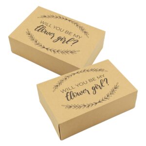 pop fizz designs proposal box set (2 pack) | flower girl gift boxes for bridal shower, wedding, kraft style