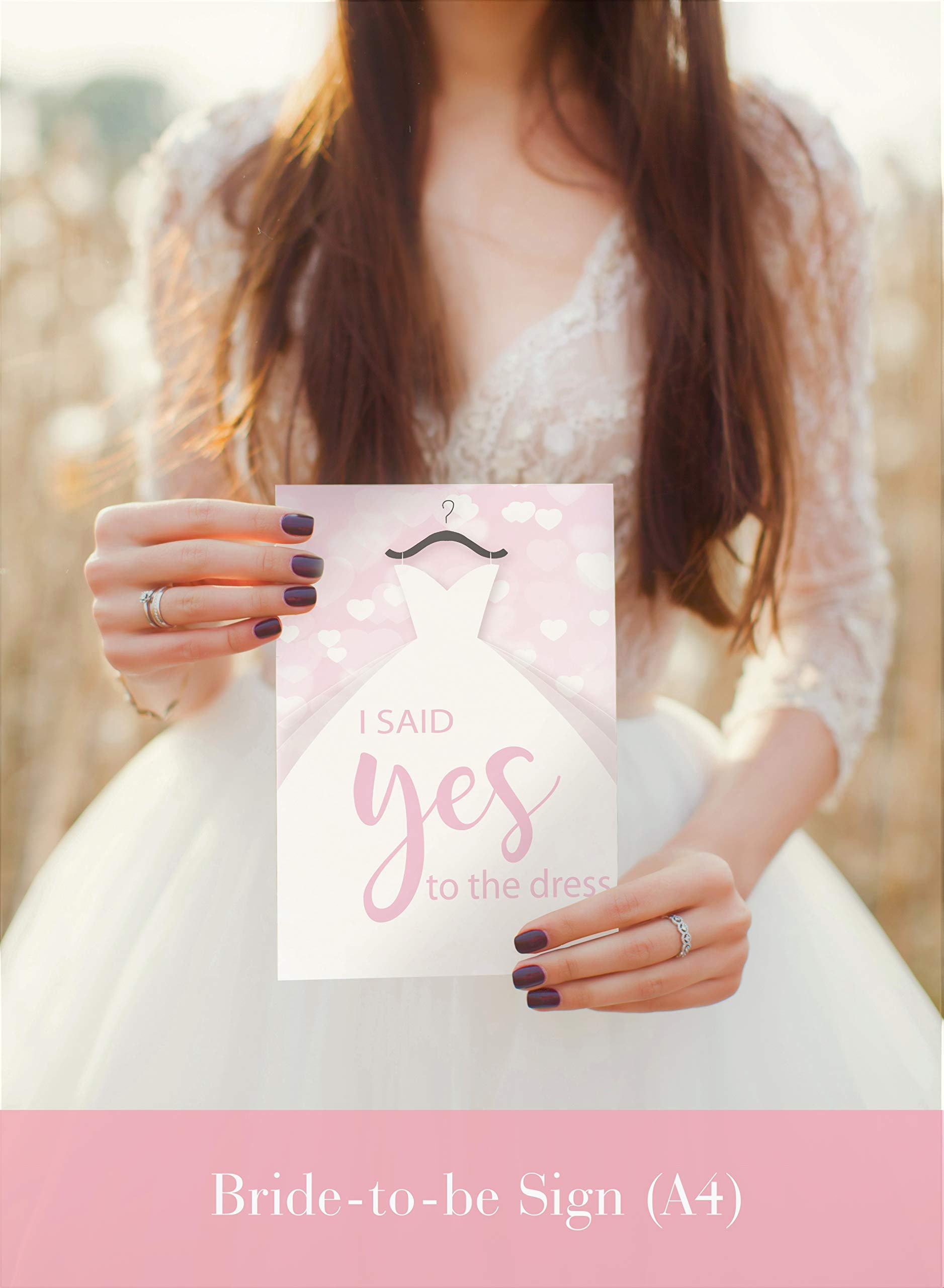 PureRejuva Wedding Dress Shopping Signs Paddles (25 pieces) - Say yes to the Dress Props – Ideal for Bridal Dress Shopping Fun with your Bridesmaids