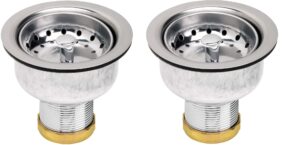 highcraft 9753 kitchen sink (3-1/2 inch) stainless steel drain assembly with strainer basket and rubber stopper long extended shank (3-3/4 inch) (pack of 2)