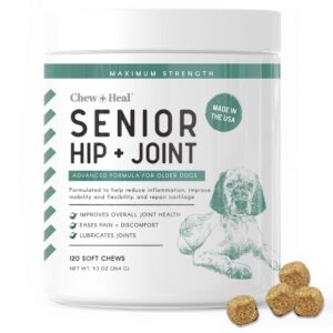 glucosamine for dogs hip and joint supplement - 120 soft chews for senior dogs with glucosamine, chondroitin, msm, vitamin c, and omegas - for mobility, cartilage, and joint health