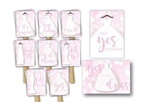 purerejuva wedding dress shopping signs paddles (25 pieces) - say yes to the dress props – ideal for bridal dress shopping fun with your bridesmaids