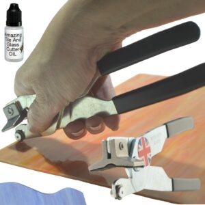 glass cutter for stained glass cutter for beginner or pro glass scoring tool - glass breaking pliers all in 1 tool uk made stained glass cutting tool cut stained glass sheets with glass cutter oil