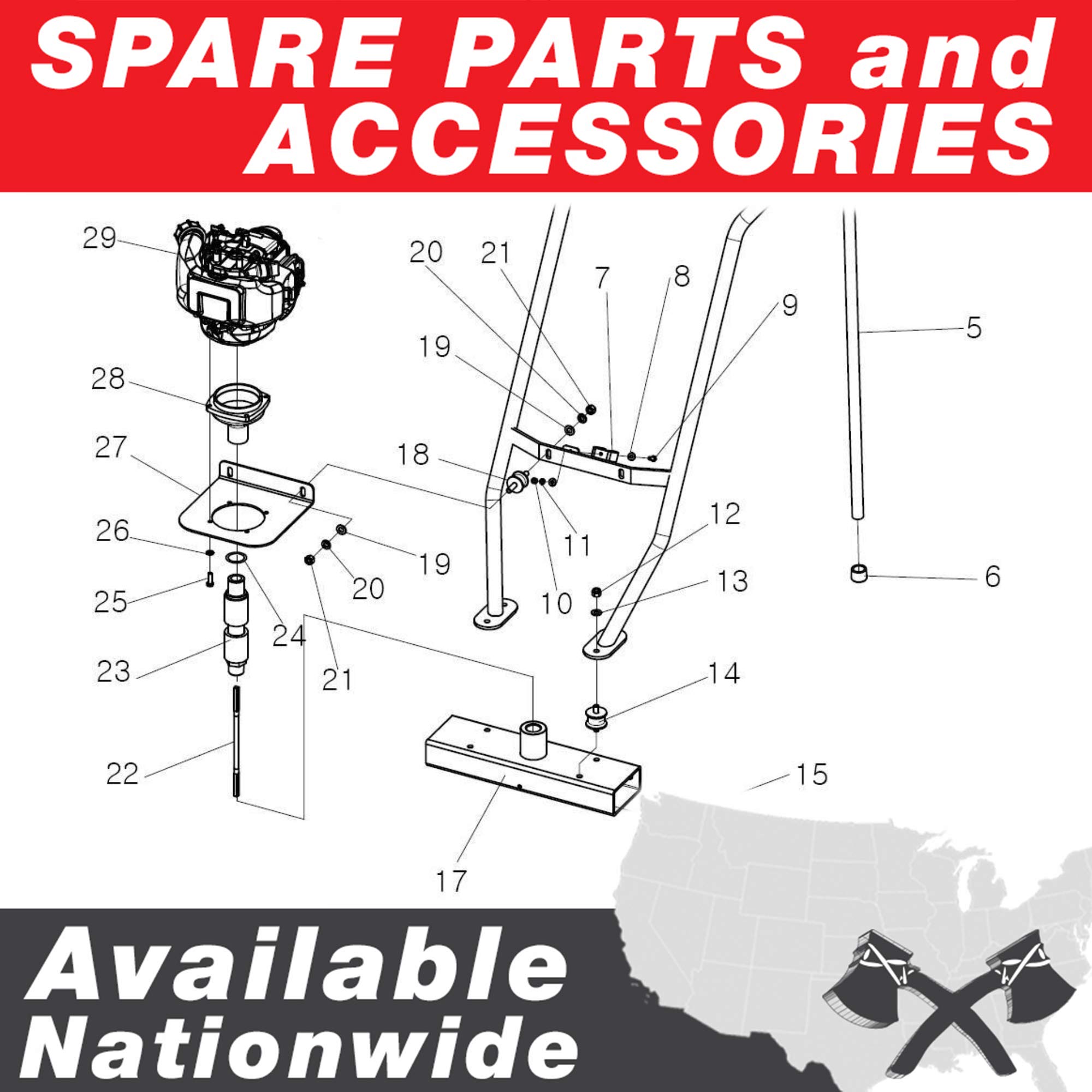 37.7cc 4 Stroke Gas Concrete Wet Power Screed Cement Assembly (Engine + 6' Blade)