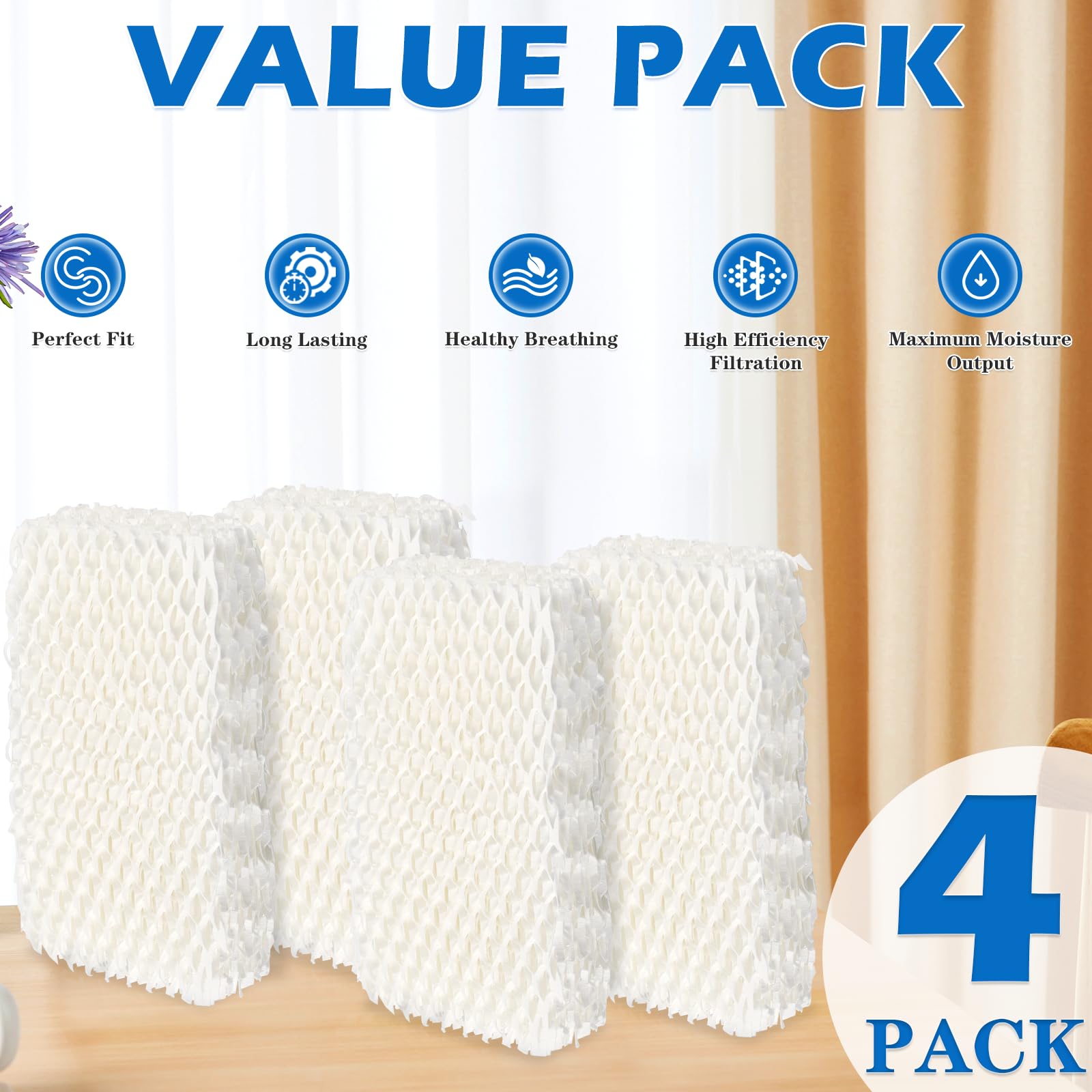 TOMOON PCWF813 Humidifier Filter Replacement for Equate EQWF813 PCWF813 EQ-2119-UL Cool Mist Humidifiers Wick Filters-Pack of 4