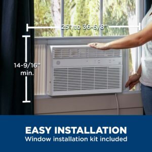 GE Window Air Conditioner 10000 BTU, Wi-Fi Enabled, Energy-Efficient Cooling for Medium Rooms, 10K BTU Window AC Unit with Easy Install Kit, Control Using Remote or Smartphone App