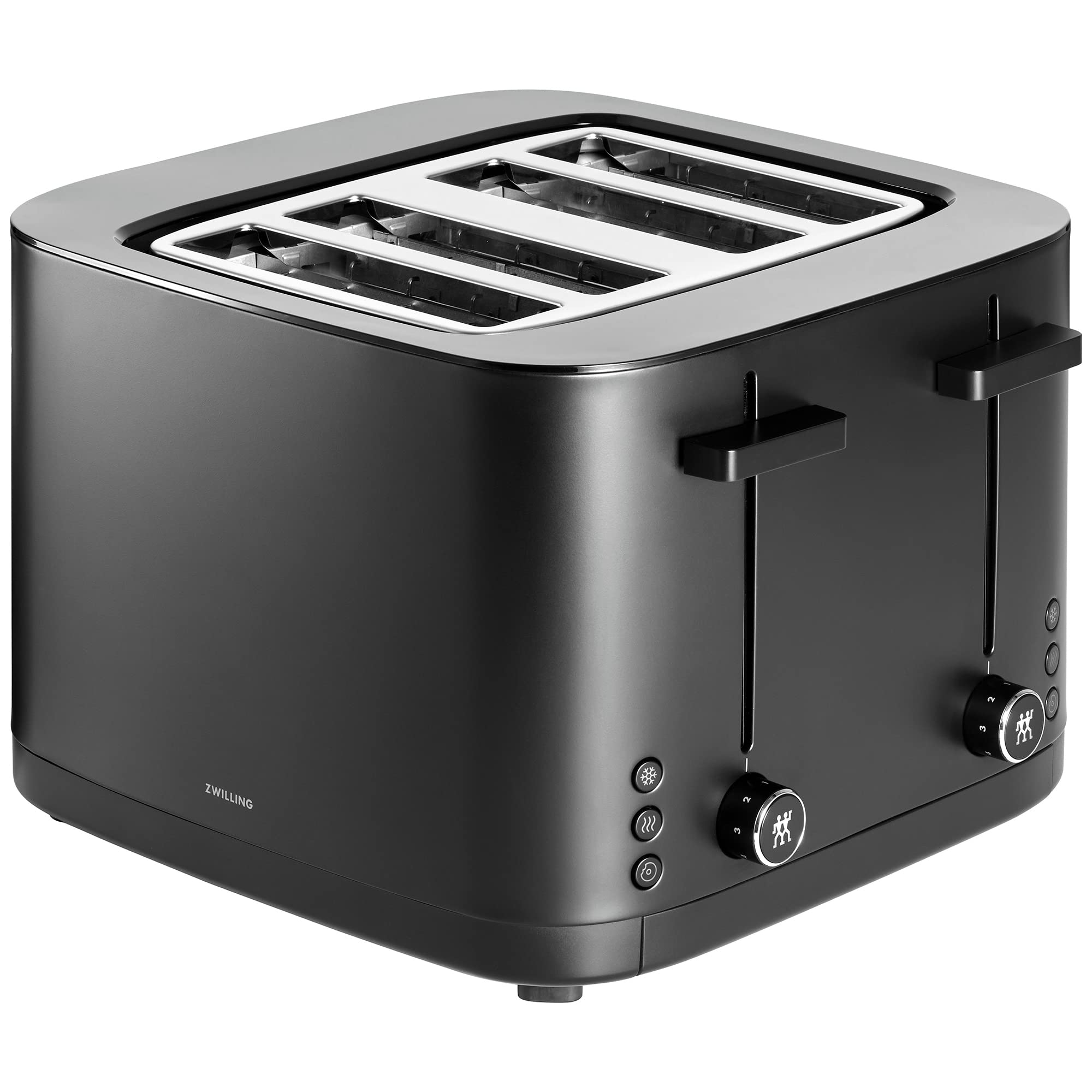 ZWILLING Enfinigy 4 Slice Toaster with Extra Wide 1.5" Slots for Bagels, 7 Toast Settings, Even Toasting, Reheat, Cancel, Defrost, Black