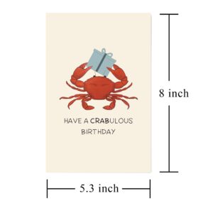 Kirynurd Funny Birthday Card, Crab Birthday Card for Uncle Aunt Him Her, Pun Animal Bday Card, Have a Crabulous Birthday