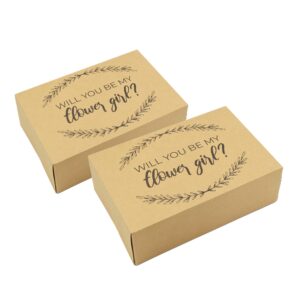 Pop Fizz Designs Proposal Box Set (2 Pack) | Flower Girl Gift Boxes for Bridal Shower, Wedding, Kraft Style