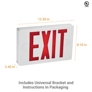 Sunlite 05271-SU Compact LED Exit Sign, 0.25 Watts, 120-277 Volt, 90-Minute Battery Backup, Wall Mount, IP20, UL Listed, White