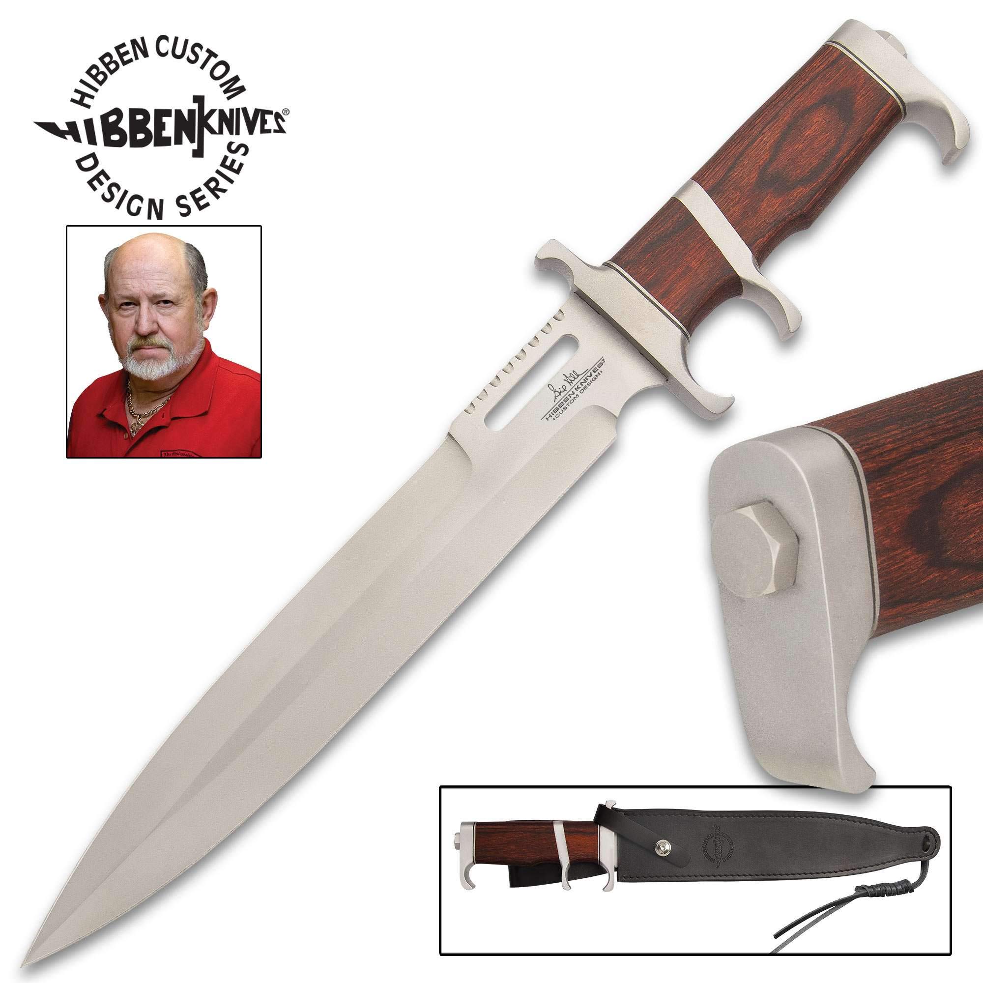 Gil Hibben Bloodwood Sub Hilt Toothpick And Sheath - 5cr15 Stainless Steel Blade, Wooden Handle - Length 16”