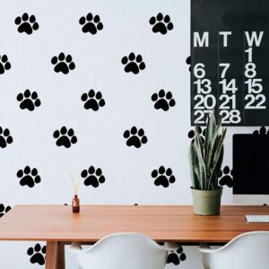 60 pcs dog paws wall decal vinyl stickers, removable animal footprint wall decoration, available in 3 sizes diy sticker mural sets for bedroom living room office playroom classroom