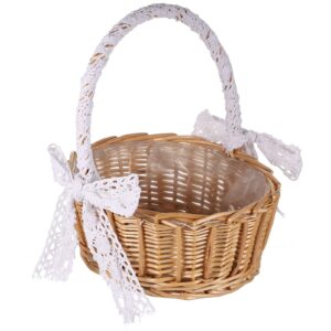 flower basket woven baskets 1pc portable pot for plants indoor planter pots for indoor food woven party flower girl decorative wicker lace petal basket weaving bride