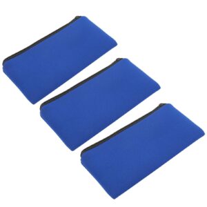 alomejor 3pcs pen bag pencil case soft neoprene waterproof storage bag for camping climbing traveling wearable pen bag (blue)