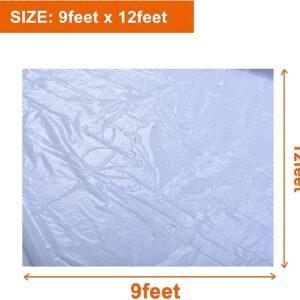 OIYEEFO Clear Plastic Sheeting Drop Cloths for Painting, 5 Pcs 9x12ft Plastic Tarp Waterproof Dustproof Almost Tear Resistance Multi-Purpose Furniture Cover Floor Wall Protection Film