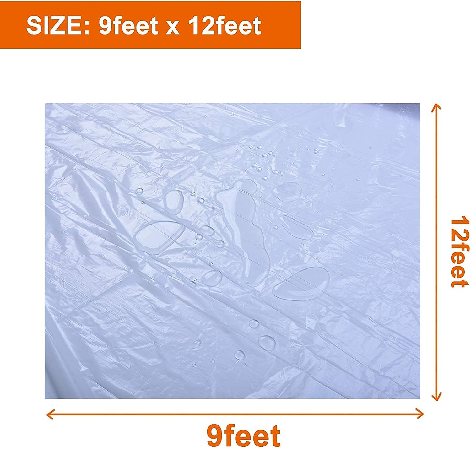 OIYEEFO Clear Plastic Sheeting Drop Cloths for Painting, 5 Pcs 9x12ft Plastic Tarp Waterproof Dustproof Almost Tear Resistance Multi-Purpose Furniture Cover Floor Wall Protection Film