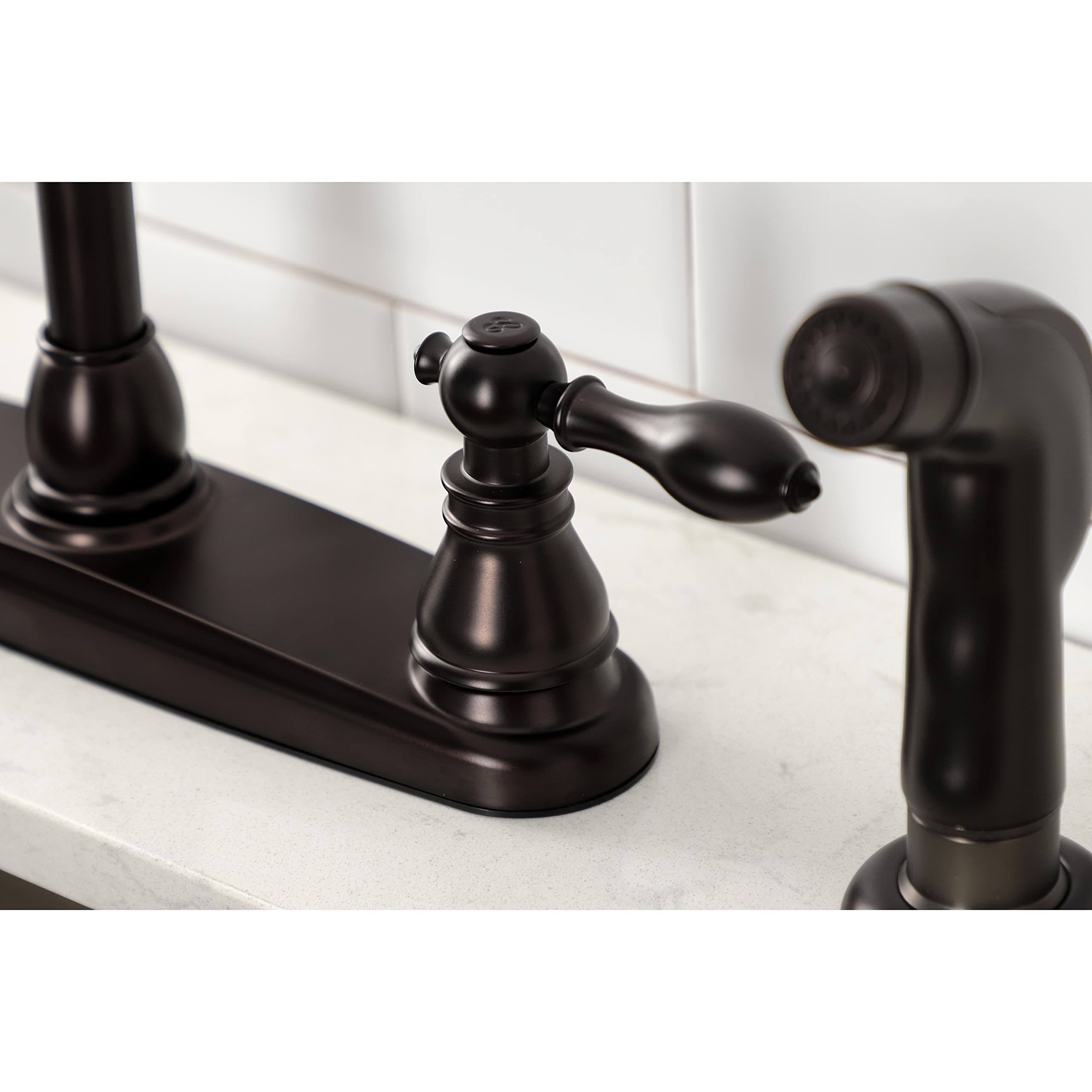 Kingston Brass KB725ACLSP American Classic Centerset Kitchen Faucet with Side Sprayer, Oil Rubbed Bronze