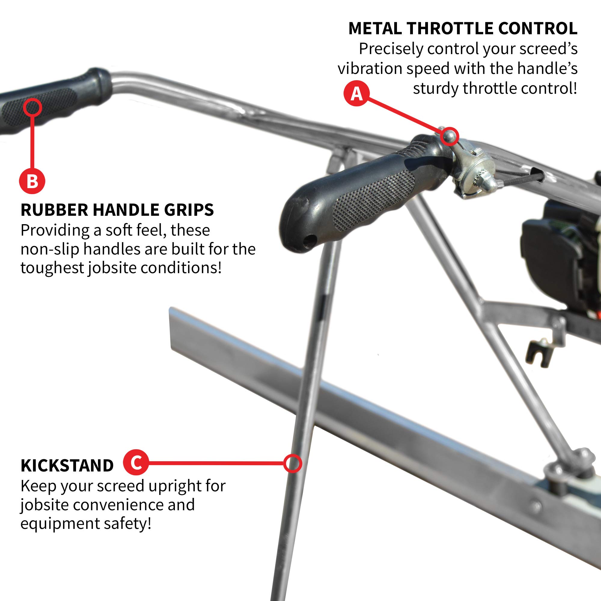 37.7cc 4 Stroke Gas Concrete Wet Power Screed Cement Assembly (Engine + 6' Blade)