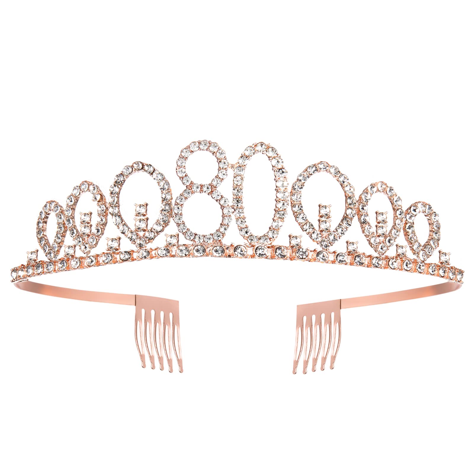 80th Birthday Sash and Tiara for Women, Rose Gold Birthday Sash Crown 80 & Fabulous Sash and Tiara for Women, 80th Birthday Gifts for Happy 80th Birthday Party Favor Supplies