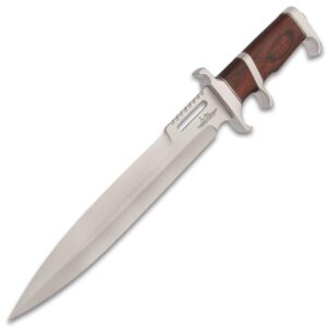 gil hibben bloodwood sub hilt toothpick and sheath - 5cr15 stainless steel blade, wooden handle - length 16”