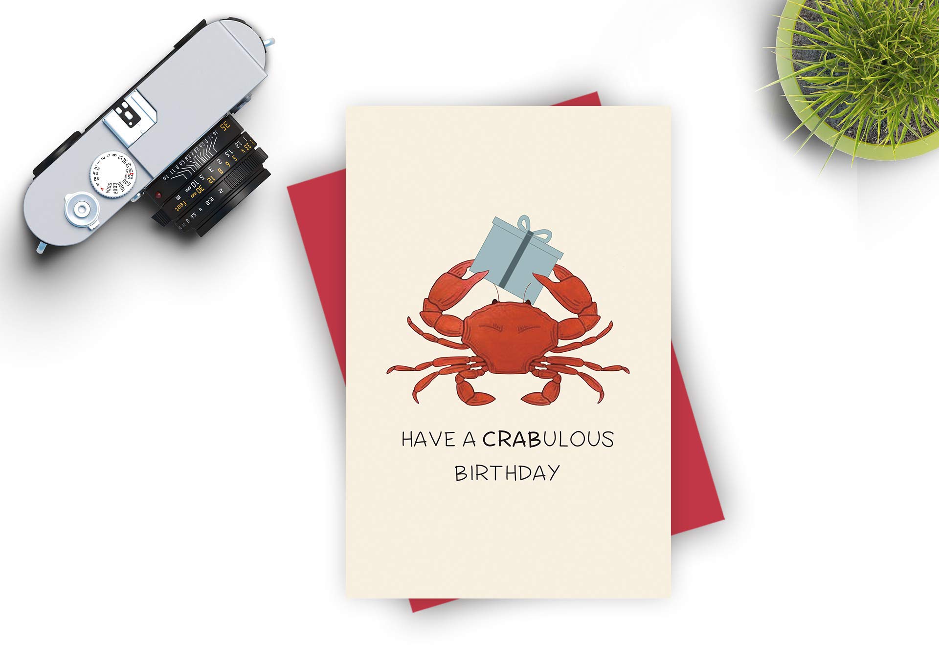 Kirynurd Funny Birthday Card, Crab Birthday Card for Uncle Aunt Him Her, Pun Animal Bday Card, Have a Crabulous Birthday