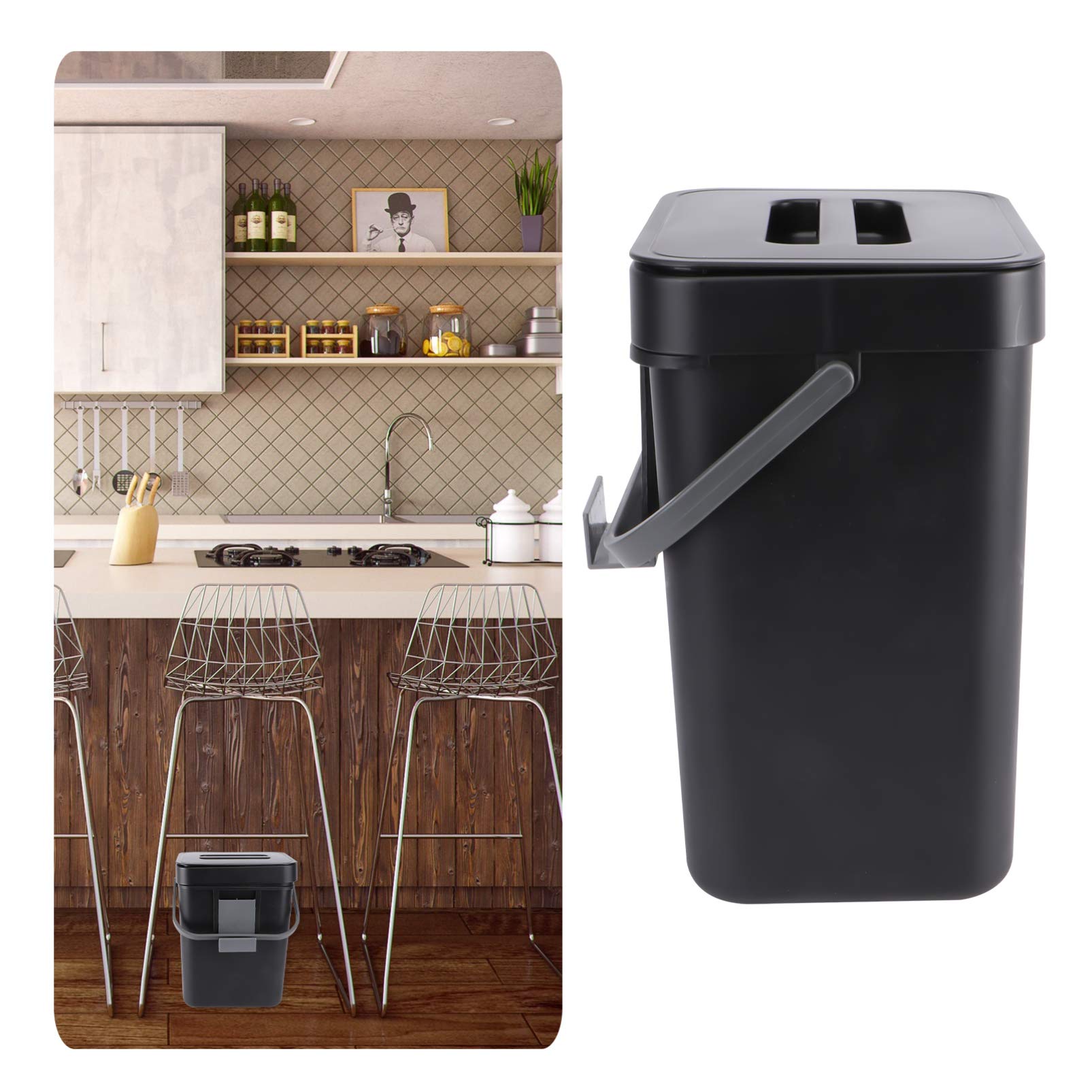 1pc Wall-Mounted Trash Can Kitchen Garbage Can Waste Paper Basket Covered Waste Container Garbage Recycling Container Kitchen Waste Container Waste Bin Plastic Garbage Can