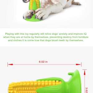 ASWER Dog Toothbrush Chew Toy for Aggressive Chewers Corn Dog Teeth Cleaning Squeaky Toys Durable Dog Dental Care Chew Stick for Large Medium Small Breed Puppy with Suction Cup