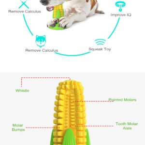 ASWER Dog Toothbrush Chew Toy for Aggressive Chewers Corn Dog Teeth Cleaning Squeaky Toys Durable Dog Dental Care Chew Stick for Large Medium Small Breed Puppy with Suction Cup