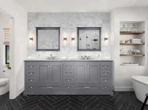 bell+modern tybee 84 in. w x 22 in. d navy blue double bath vanity