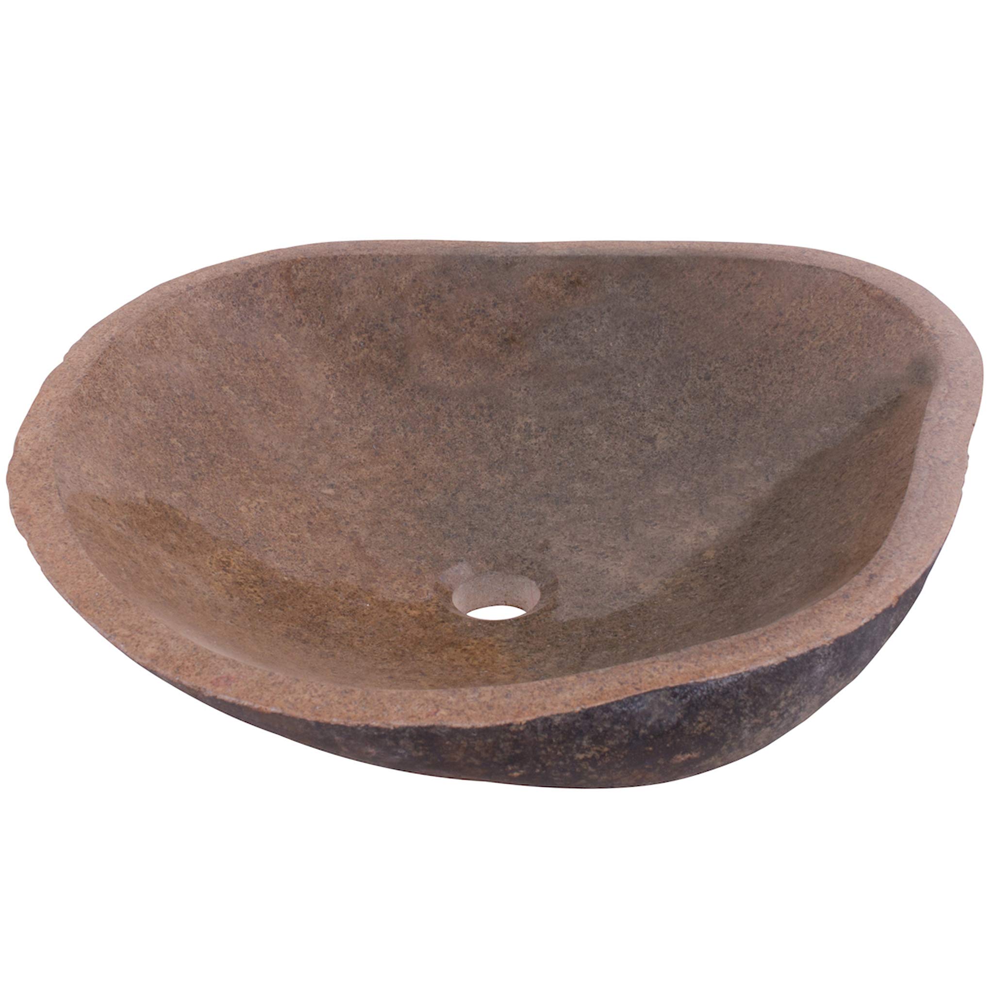 Novatto (NOVB0) Terra Cobblestone Natural Stone Vessel Sink and Brushed Nickel Drain (NOSV-TCBN)