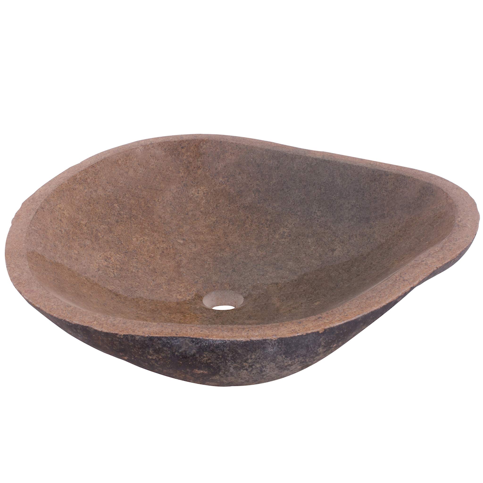 Novatto (NOVB0) Terra Cobblestone Natural Stone Vessel Sink and Brushed Nickel Drain (NOSV-TCBN)