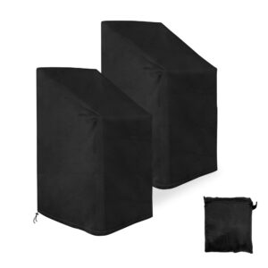 agoobo patio chair covers,2 pack waterproof & uv protection outdoor chair cover, furniture/stack chairs cover with pouch(29 x 29 x 47-1/4 inch,black)