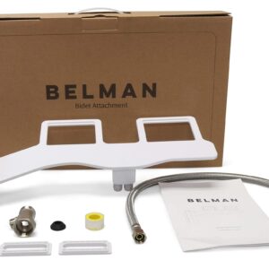 BELMAN Classic Bidet Toilet Attachment - Modern & Slim - Fresh Clean Water Sprayer - Self Cleaning Dual Wash Nozzles - Adjustable Water Pressure - Non-Electric Quick Installation - White