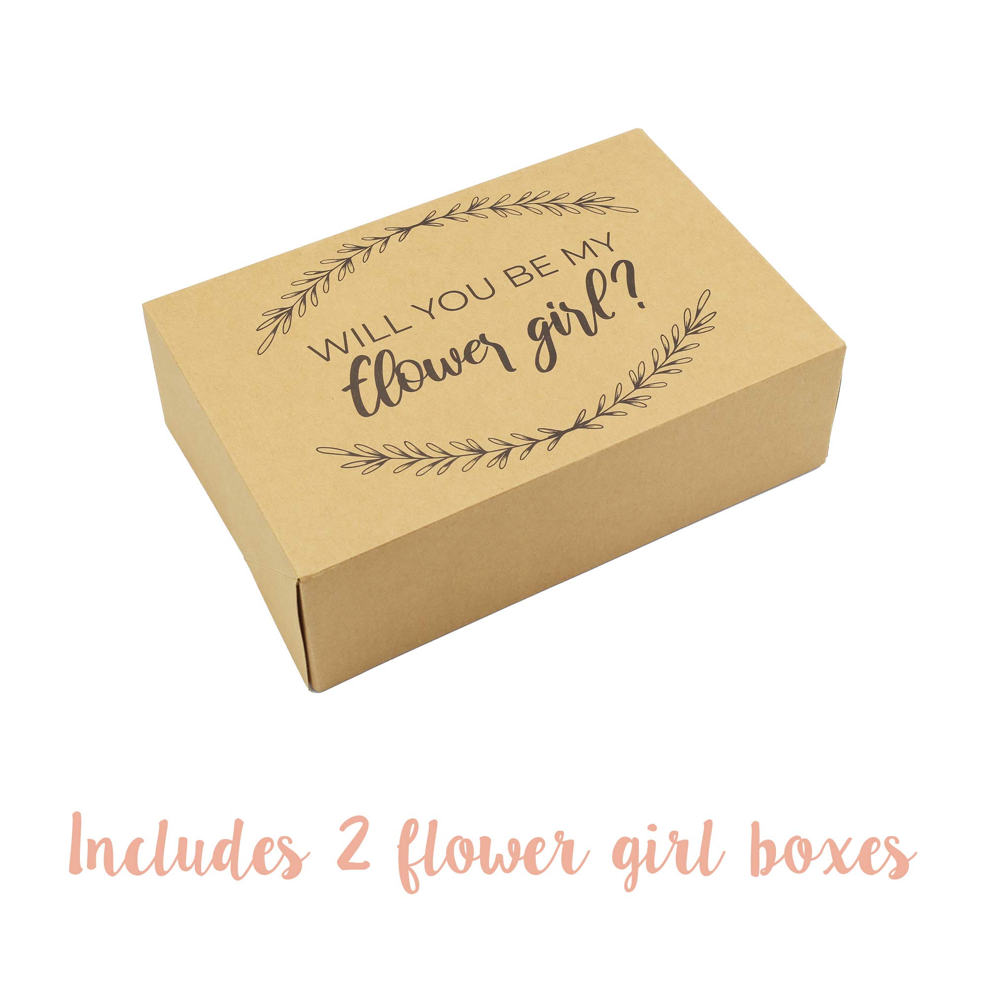 Pop Fizz Designs Proposal Box Set (2 Pack) | Flower Girl Gift Boxes for Bridal Shower, Wedding, Kraft Style