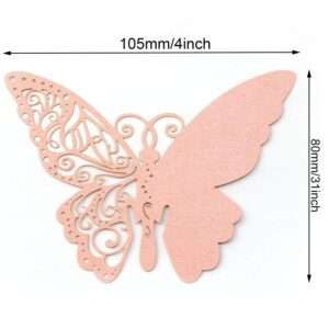 NX Garden 50pcs Butterfly Wedding Party Baptism Table Name Place Card/Escort Card/Cup Card/Wine Glass Card for Wedding Party Decoration, Pink