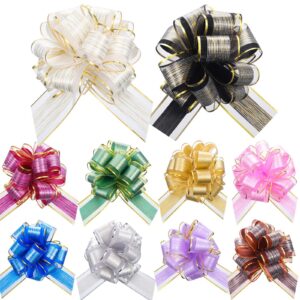 willbond 20 pieces pull bow gift wrapping pull bow ribbon pull bows for christmas wedding baskets valentine's day bows multicolor ribbon bow for gift wrapping (gold)