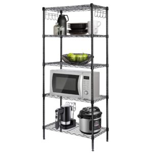 lehom 5-tier metal storage shelves 23.63" l×13.78" w×59.1" h wire shelving unit storage with adjustable leveling feet for laundry bathroom kitchen,steel organizer wire rack 220 lbs capacity