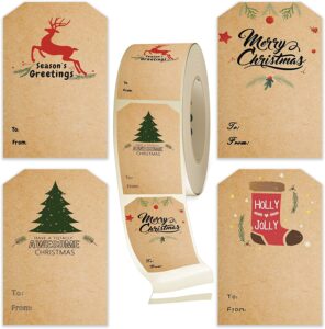 self adhesive gift tag stickers -christmas gift tags- decorative stickers for holiday presents & packages - easy to write& peel - convenient dispenser box, 80 pcs & 2 x 3 inch (christmas gift tag)