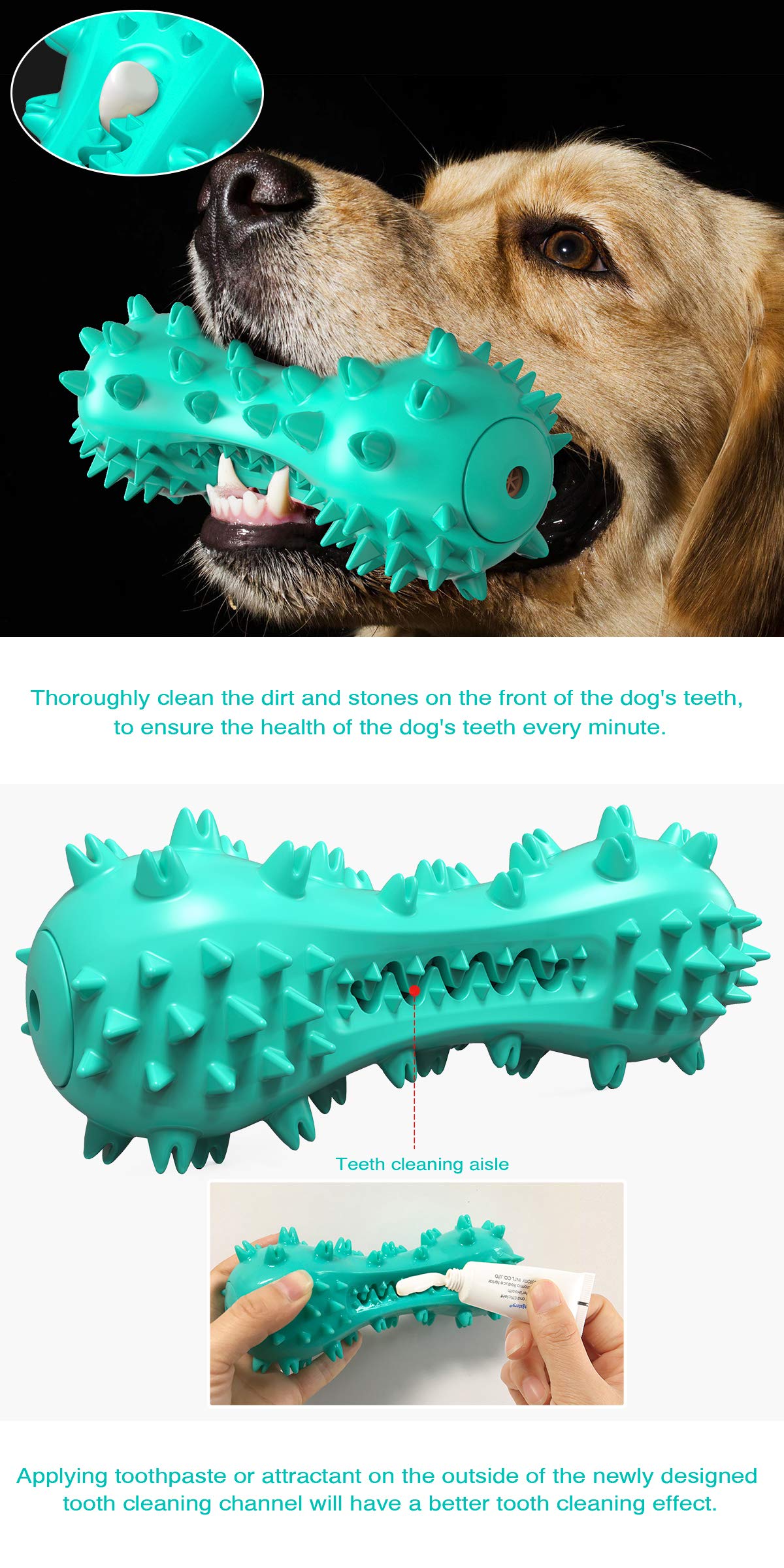 ASWER Dog Chew Toothbrush Toys for Small Medium Large Dogs Dental Care, Squeaky Teeth Cleaning Toy for Aggressive Chewers Large Breed Indestructible Tough Dog Toothbrush Stick Blue