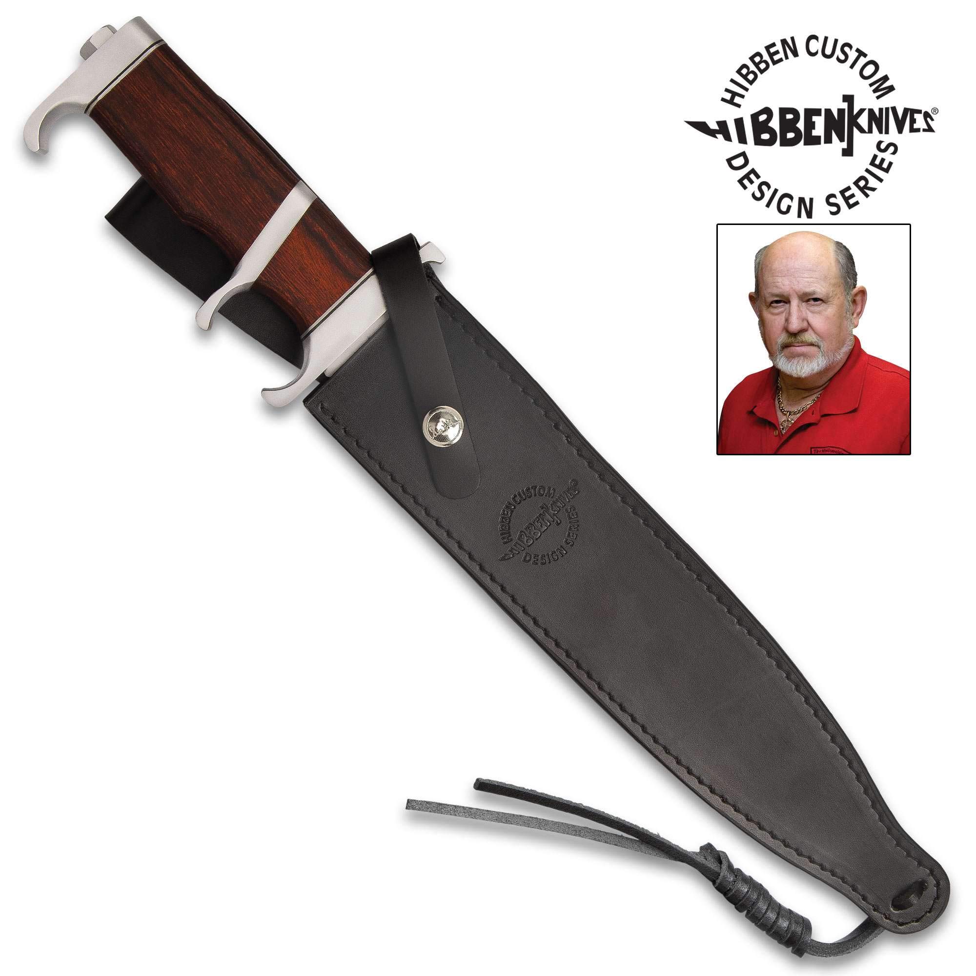 Gil Hibben Bloodwood Sub Hilt Toothpick And Sheath - 5cr15 Stainless Steel Blade, Wooden Handle - Length 16”