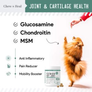 Glucosamine for Dogs Hip and Joint Supplement - 120 Soft Chews for Senior Dogs with Glucosamine, Chondroitin, MSM, Vitamin C, and Omegas - for Mobility, Cartilage, and Joint Health