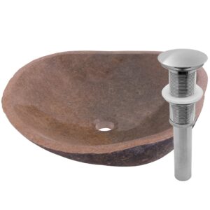 novatto (novb0) terra cobblestone natural stone vessel sink and brushed nickel drain (nosv-tcbn)