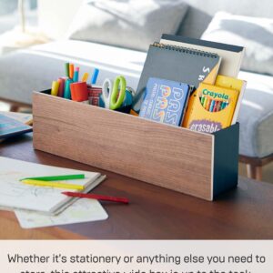 Yamazaki Home Rin Desk Organizer - Tv Remote Control And Pen Holder - Large - Steel + Wood