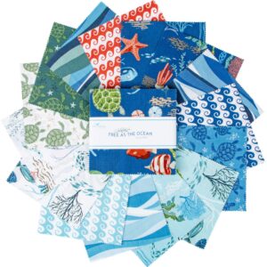 Lisa Audit Free as the Ocean 5" Stacker 42 5-inch Squares Charm Pack Riley Blake Designs 5-14800-42