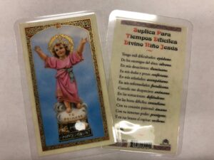 st. francis imports holy prayer cards for a plea to the divine child jesus during difficult times (suplica para tiempos dificiles divino nino jesus) in spanish set of 2, multi, hc9-023e