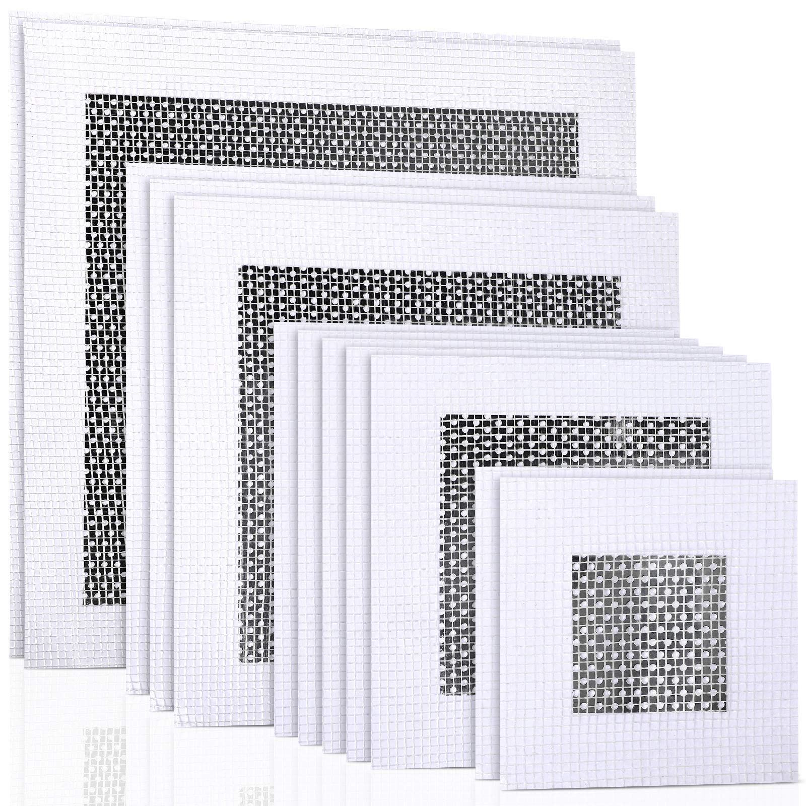 Ripeng 12 Pieces Aluminum Drywall Hole Patch 2/4/6/8 Inch Metallic Drywall Patch Self Adhesive Mesh Wall Repair Patch Kit Drywall Screens for Ceiling Plaster Wall Repair Tools(2 inch, 4 inch)