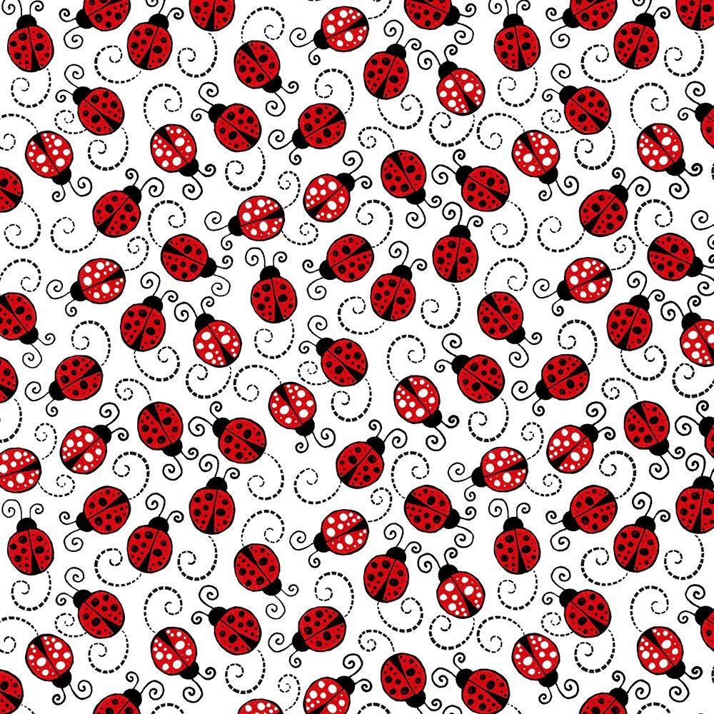 Timeless Treasures Fabrics You Make My Heart Happy Little Red Ladybugs White